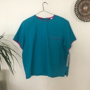 Vintage | Tops | Vintage Boxy Teal Top | Poshmark